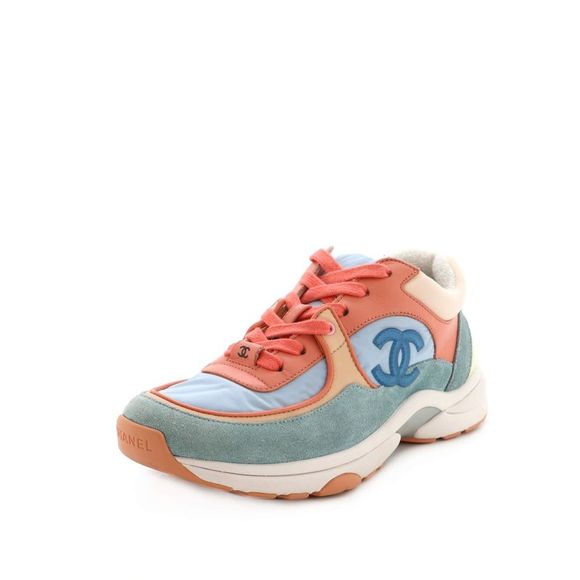 CHANEL | Shoes | Chanel Womens Cc Lowtop Sneakers Suede And Fabric ...